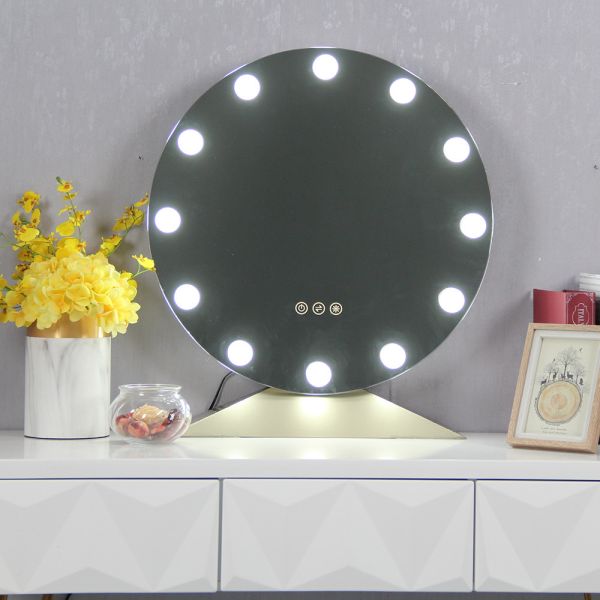 Quality Touch Sensor Makeup Mirror With Lights Round Cosmetic Mirror With Color for sale
