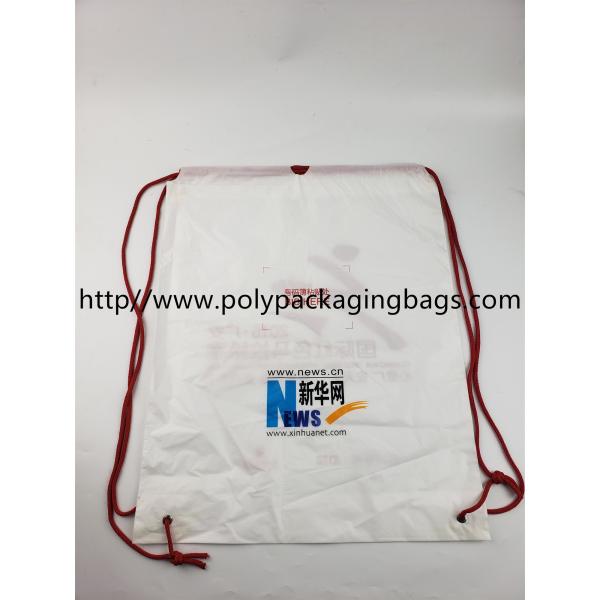 Quality Two Layer CPE / LDPE Plastic Drawstring Backpack Bags With Logo for sale