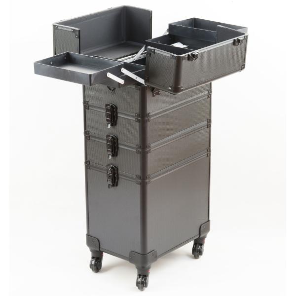 Quality Aluminum Trolley Makeup Case/Pro Makeup Case with Locks and Dividers for Secure for sale