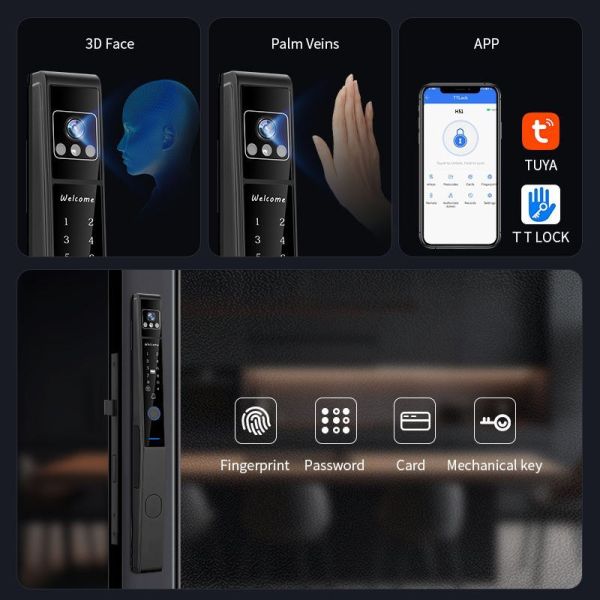 Quality Smart Tuya APP Fechadura Inteligente Biometric Fingerprint Code Card Digital for sale