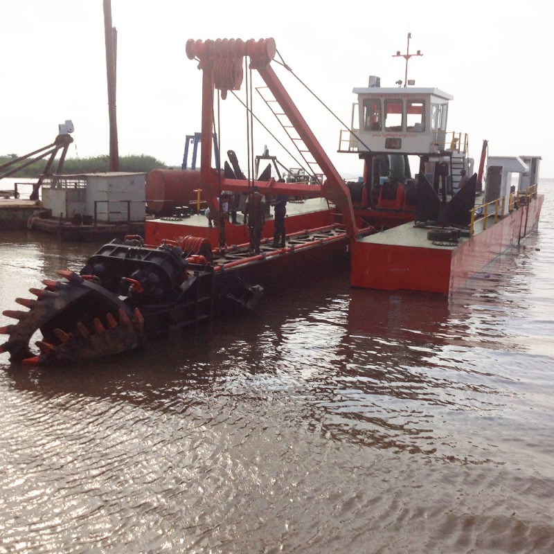 Heavy equipment cutter suction dredger in operation