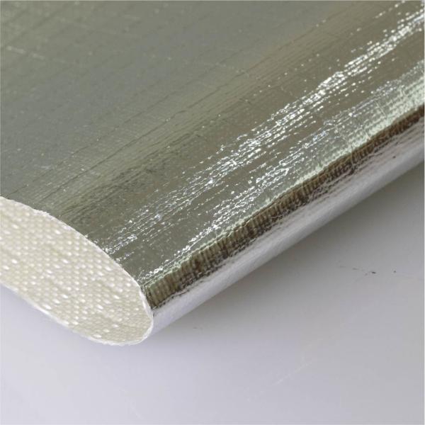 Quality ALFW600 Aluminized Fiberglass Cloth , Aluminum Foil Fiberglass Fabric Thickness for sale