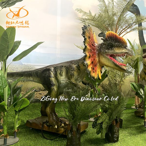 Quality Life Size Animatronic Dilophosaurus Dinosaur Model for Theme Parks for sale