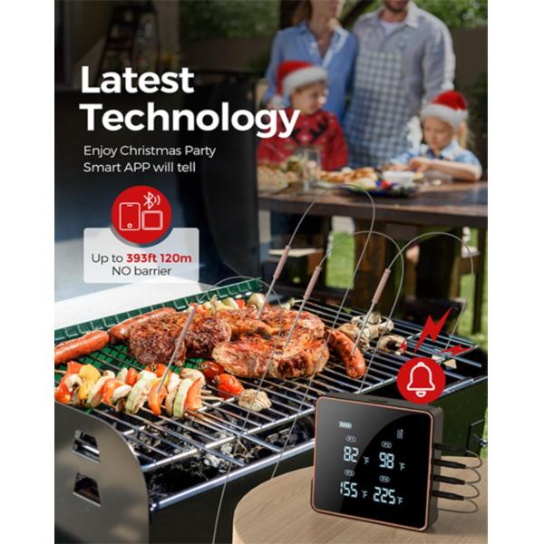 Quality Four Probes Digital Instant Read Bbq Meat Thermometer Bluetooth Wireless Meat for sale