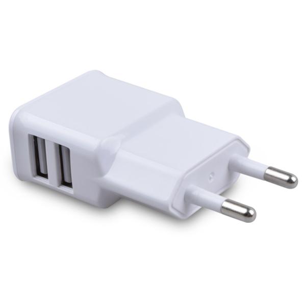 Quality White Mobile Phone Dual USB Wall Charger Electric Plug Socket for sale