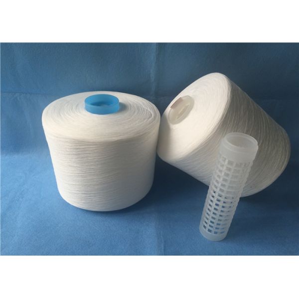 Quality Ring Spun Raw White Virgin Polyester Yarn 30s/3 1.2 Kgs Plastic Cone for sale
