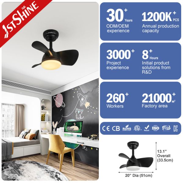 Quality Led Light Small Ceiling Fan Decorative Quiet DC Motor For Small Room for sale