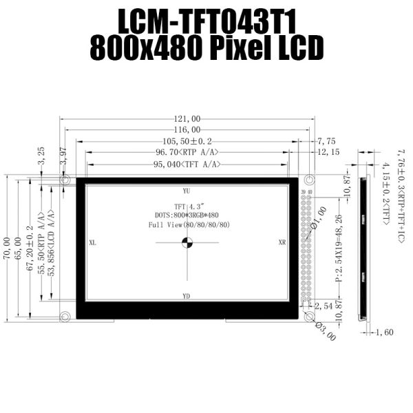 Quality 4.3 Inch 800x480 TFT LCD Module For Industrial for sale