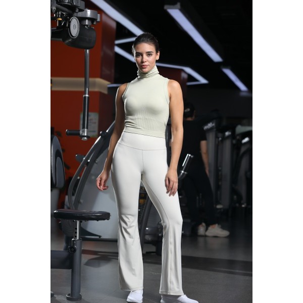 Quality Ladies' Turtleneck Crop TopCompression Fit Built In Bra Elastic Bottom Band for sale