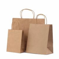China Plain Kraft Biodegradable Brown Paper Bags With Handles factory