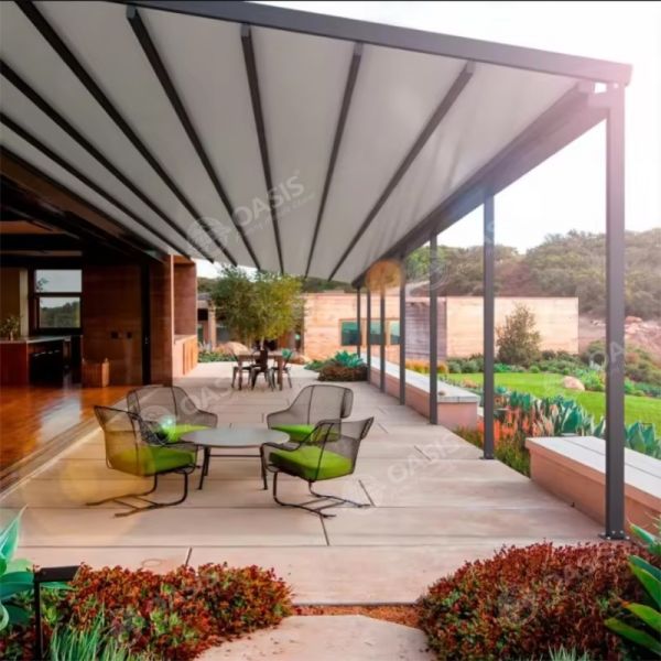Quality Outdoor Garden Retractable Roof Gazebo , Aluminum Pergola With Retractable Canopy for sale
