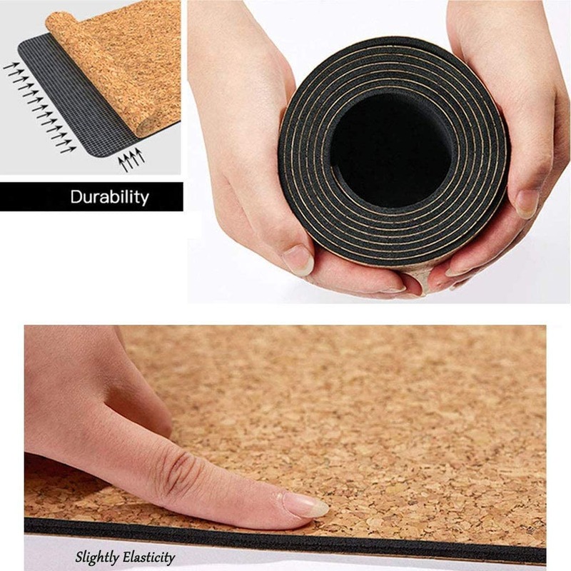 Luming YM-021 Cork Yoga Mat with Natural Rubber Bottom, Roots Eco Friendly Yoga Mat, Non Slip Yoga Cork Mat