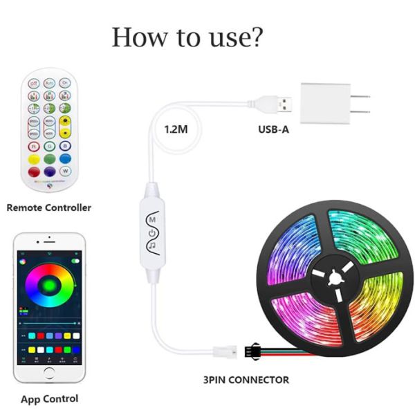 Quality Dc 5v Bluetooth App Rgb Led Controller With Brightness Adjustment And Microphone for sale