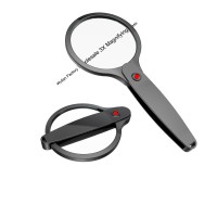 Quality Amazon 90mm Foldable Handheld 3X+6X Optical PMMA Instruments Magnifying Glass for sale