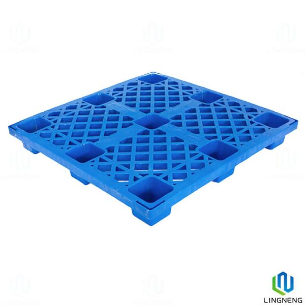 Quality HDPE / PP Recycled Plastic Pallets Blue Light Duty Plastic Pallet With Nine Foot 1100*1100*120mm for sale