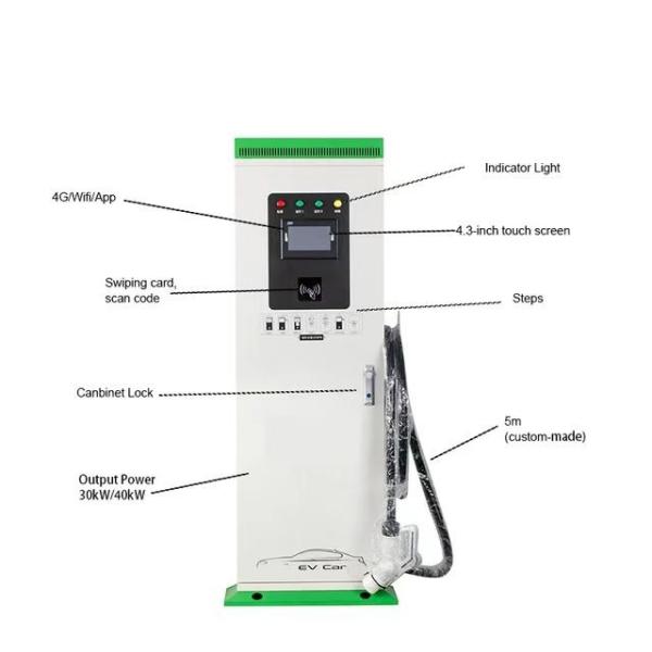 Quality Floor Mounted Fast Ev Charger 40kw With CCS1 CCS2 Double Guns Cable for sale