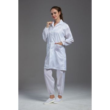 Quality Cleanroom smock and gown anti static ESD polyster and conductive fiber white for sale