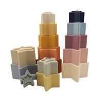 Quality Hot Sale Baby Tower Soft Building Blocks Toys Silicone Star Stacking Cups for sale