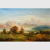Quality Mountain Landscape Painting, Fall Original Oil Landscape Paintings For Interior for sale