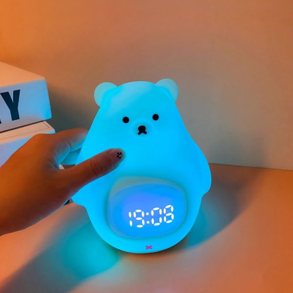 Quality Soft Silicone Bear Led Night Lamp Touch Sensing Sleeping Lights With Timing & for sale