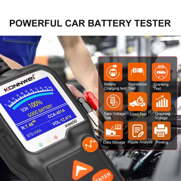 Quality Motorcycle 2.4in LCD Battery Voltage Tester Konnwei KW650 6-12V for sale
