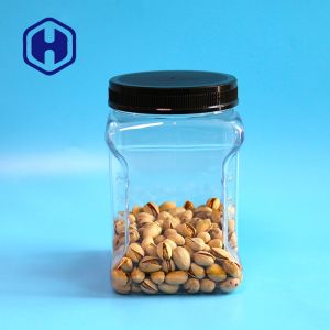 Quality 64oz Canning Square Wide Mouth Plastic Jars PET Grip Container for sale