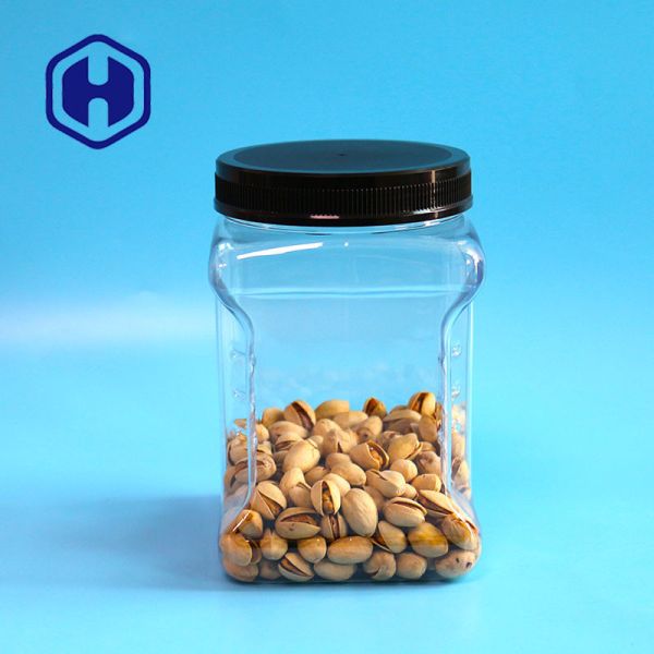 Quality 64oz Canning Square Wide Mouth Plastic Jars PET Grip Container for sale