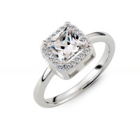 Quality Women'S 925 Sterling Silver Square Solitaire Cubic Zirconia Engagement Ring With for sale