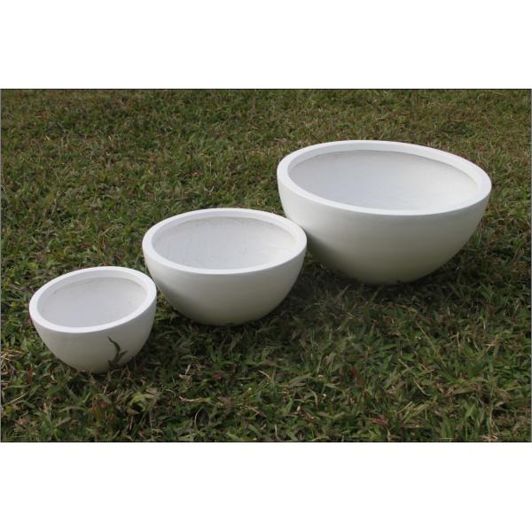 Quality Modern Round Fibre Clay Garden Pots Hand Carved Lightweight for sale