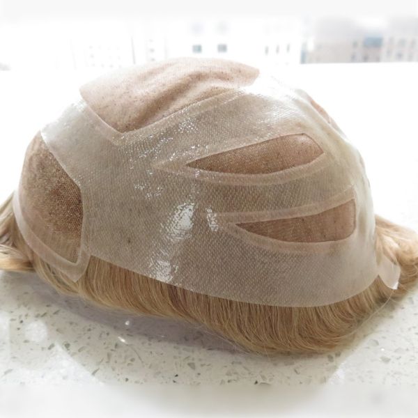 Quality 6 Inches Male Hair Piece Toupee Hair Replacement Hand Tied for sale