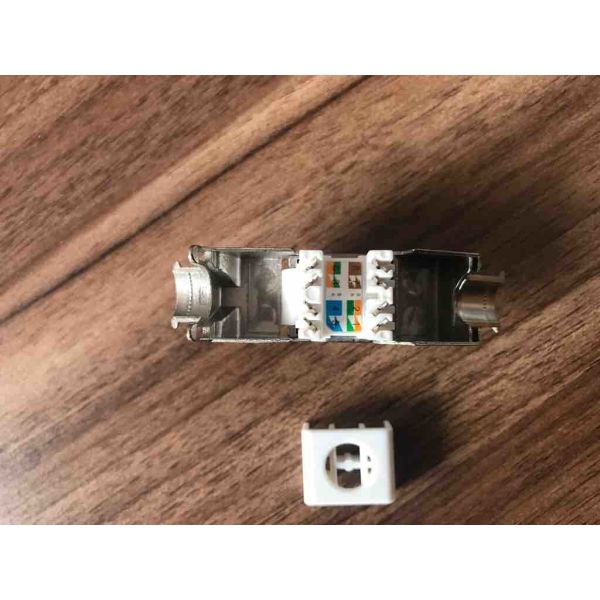 Quality Metallic Color Rj45 Shielded Jack , Metal STP Cat6a Shielded Keystone Jack for sale
