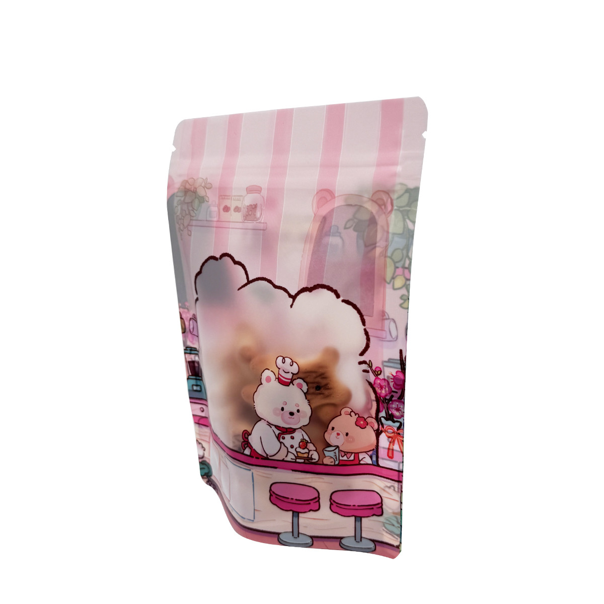 Quality Cartoon Design Customized Stand Up Zipper Bags For Food Packaging With Window for sale