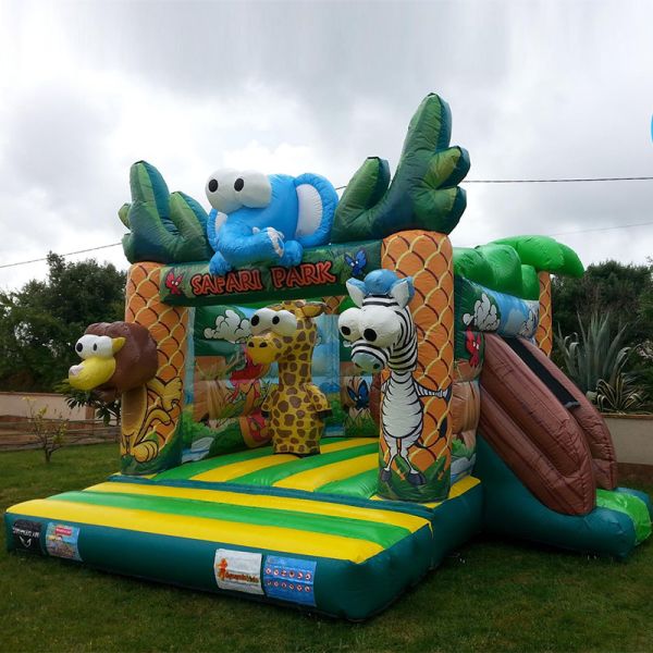 Quality Custom Logo Printed Mini Commercial PVC Safari Inflatable Bouncer House for for sale