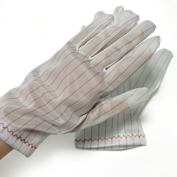Quality Stripe Carbon Cleanroom ESD Antistatic Polyester Gloves for sale