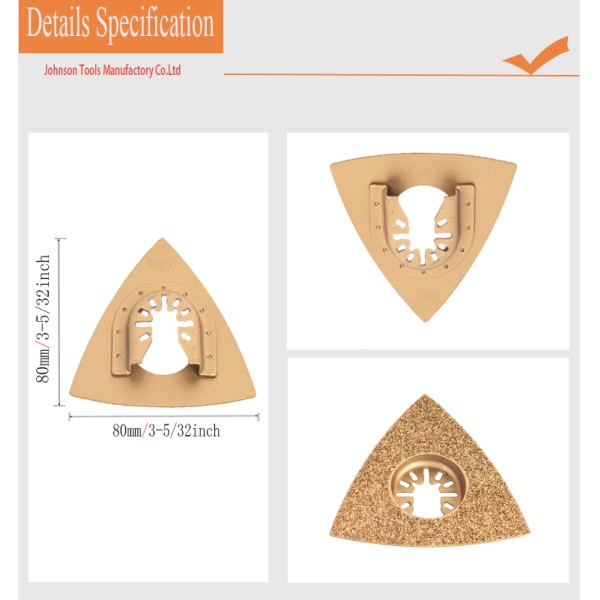 Quality 80mm Triangular Carbide Alloy Oscillating Multi Tool Diamond Blades for sale