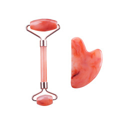 Quality Anti Aging Face Jade Roller Set Rose Quartz Massage Roller for sale