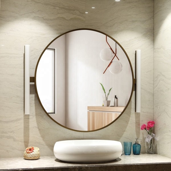 Quality 5mm Environmental Silver Mirror Round Shape Bathroom Wall Mounted LED Lighted for sale