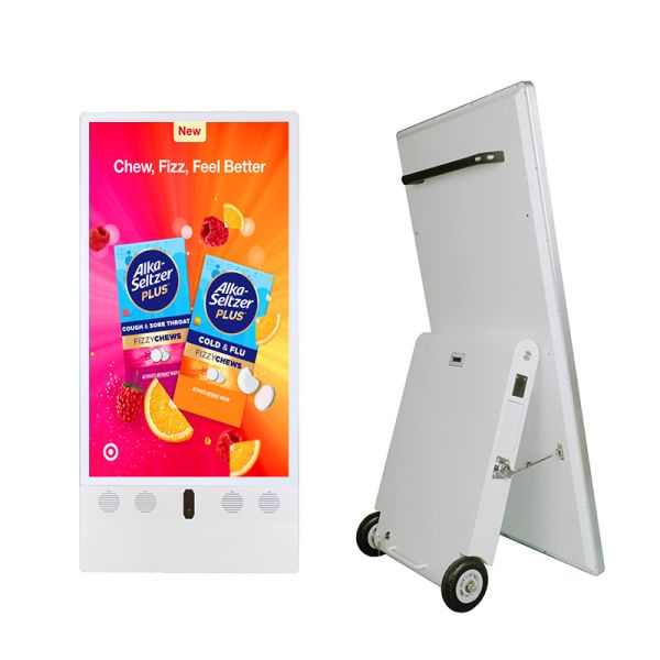 Quality 43inch Portable Outdoor IP65 Waterproof Battery Powered High Brightness Movable Advertising Board Media Player ADs Display for sale