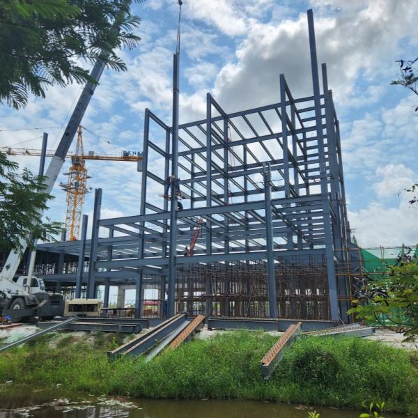Quality Prefabricated Multi Floor Steel Office Building with Glass Curtain Wall for sale