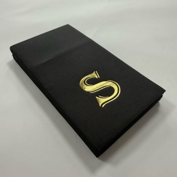 Quality Gold Foil Airlaid Paper Napkins Single Ply 1/8 Fold 55gsm Printed Napkins For Wedding for sale