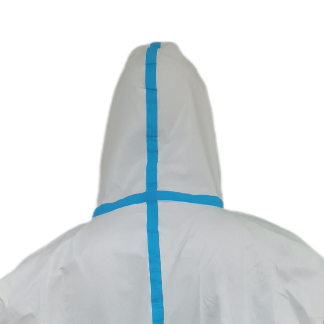 CE Type 4/5/6 Disposable Microporous White Protective Hooded Coverall