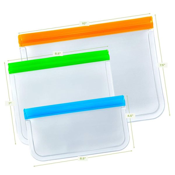 Quality Reusable Leakproof Poly Packaging Bag Translucent Frosted PEVA Food Freezer for sale