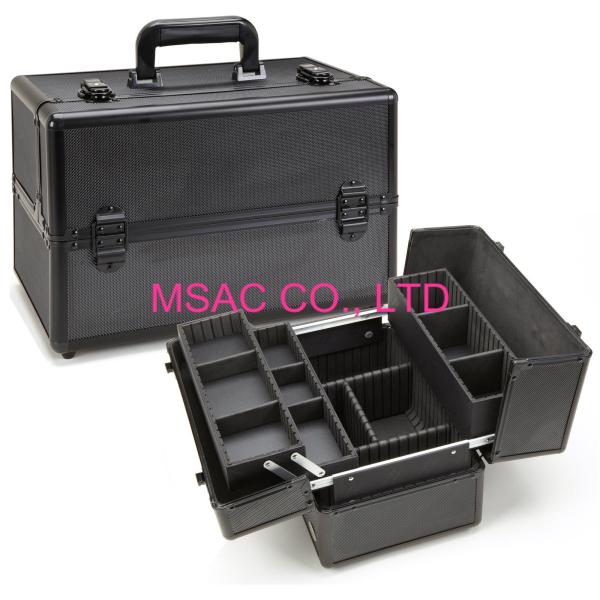 Quality Big Space Pro Makeup Case 4MM MDF With Black Diamond ABS Panel 360 X 220 X 240mm for sale