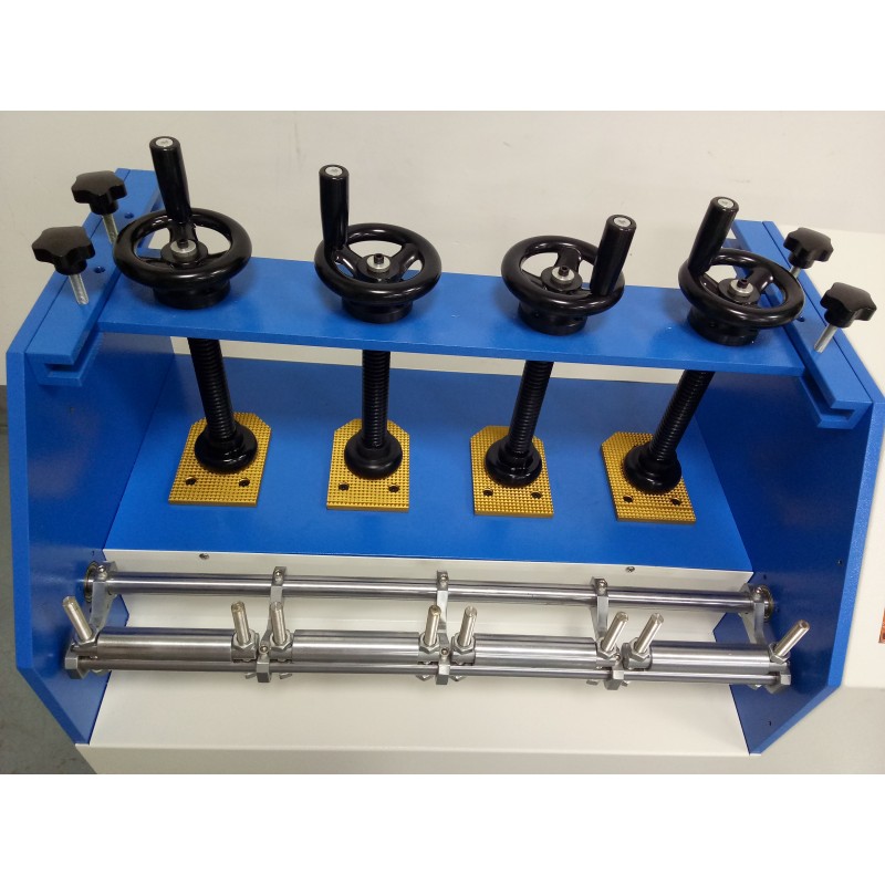 Close-up view of Sole Flexing Testing Machine mechanism and specimen holders