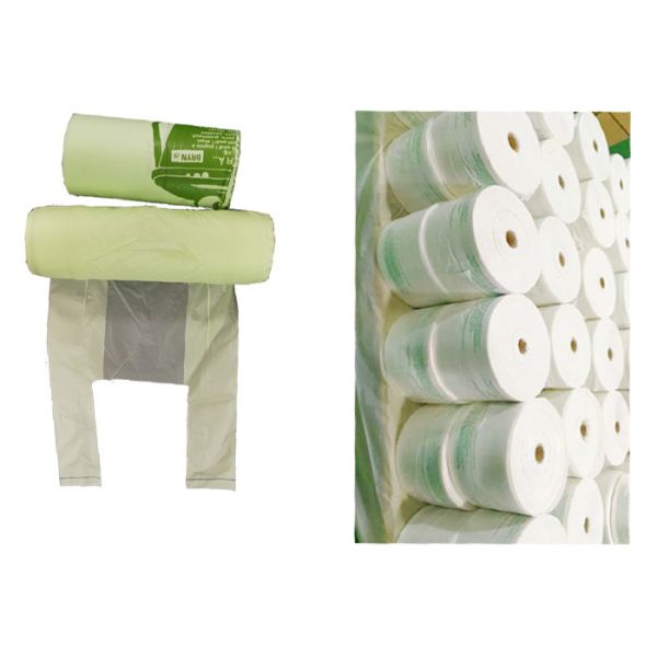 Quality PLA 50mic Biodegradable And Compostable Bags With T Shirt Handle for sale