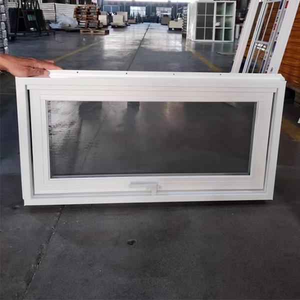 Quality Egress White Vinyl UPVC Hopper Window Windproof Customized Temperd Glass for sale