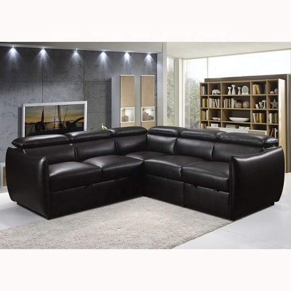 Quality Customized L shape Luxury living room sofa sectional furniture European leather sofa set Modern sleeper sofas bed for sale