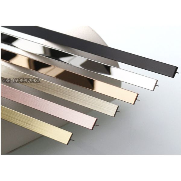 Quality Grooved Stainless Steel T Profile 2.44m , T8 Stainless Steel Decorative Trim for sale