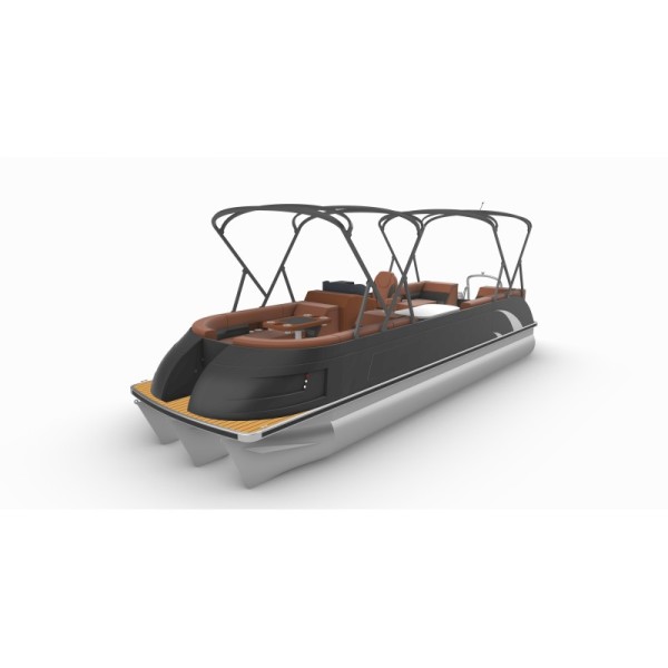 Quality 25 Ft Electric Fiberglass Hull Pontoon Boat With Stereo System And Fishing Seats for sale