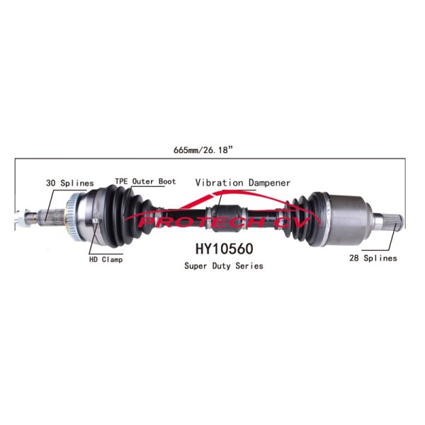 Quality HY10560 CV Axle Assembly Heavy Duty Clamp TPEE Boot  Cold Forging Grinding Process Technology EXTREME Weather Unit for sale